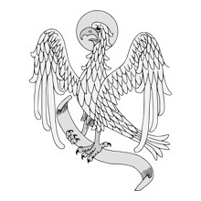 Eagle Close with Wings Displayed And an Escroll - Traceable Heraldic Art