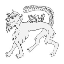 Opossum Statant Bearing Three Young - Traceable Heraldic Art